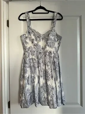 Dex | Dresses | Dex White And Navy Paisley Mini Dress | Poshmark